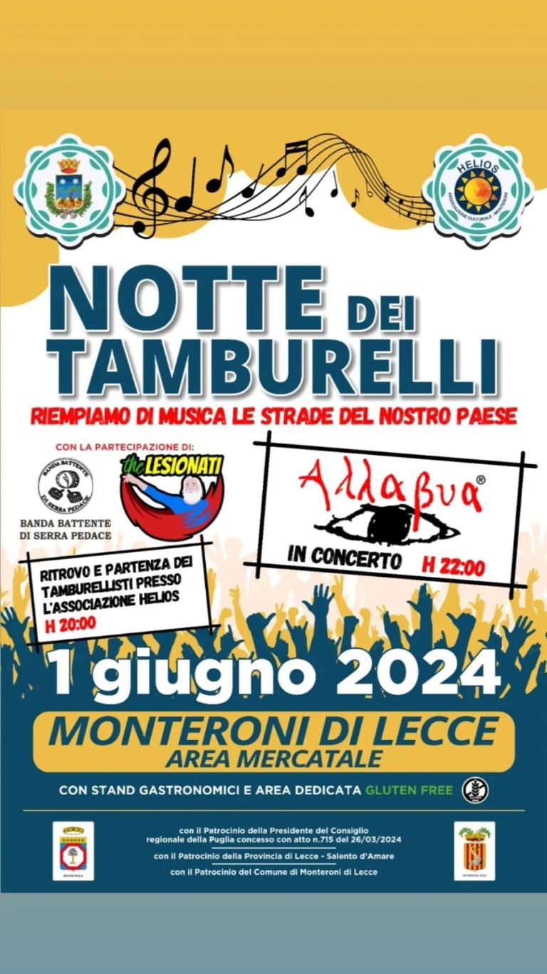 La “Notte dei tamburelli” a Monteroni di Lecce: domani in Provincia la ...